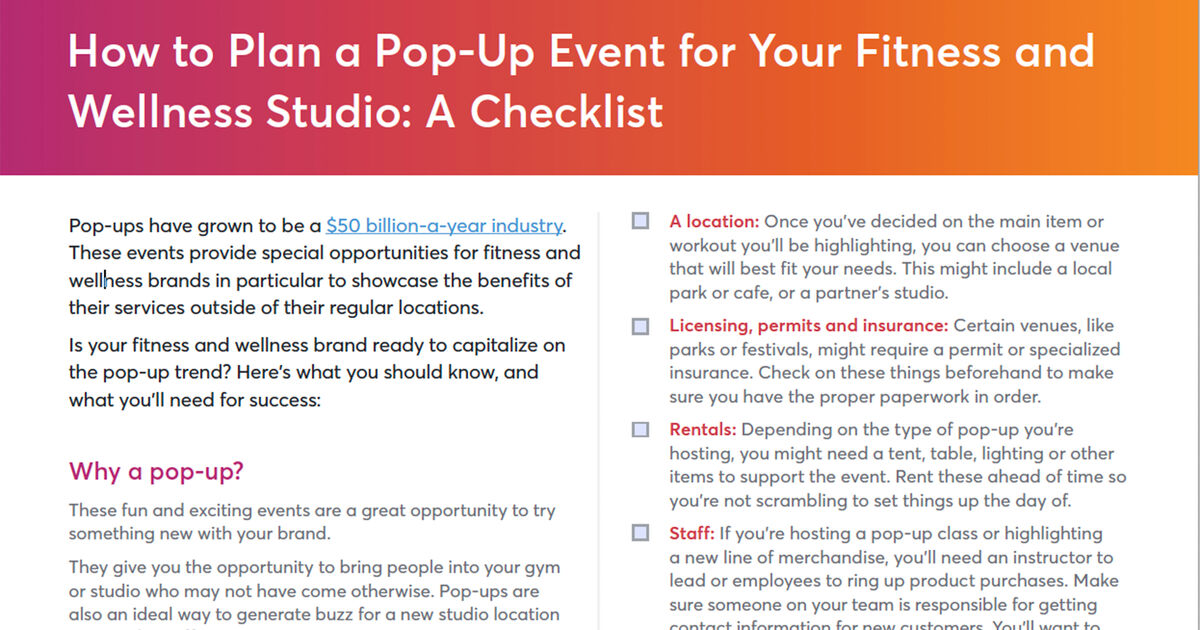 How to Plan a Pop-Up Event for Your Fitness and Wellness Studio: A ...