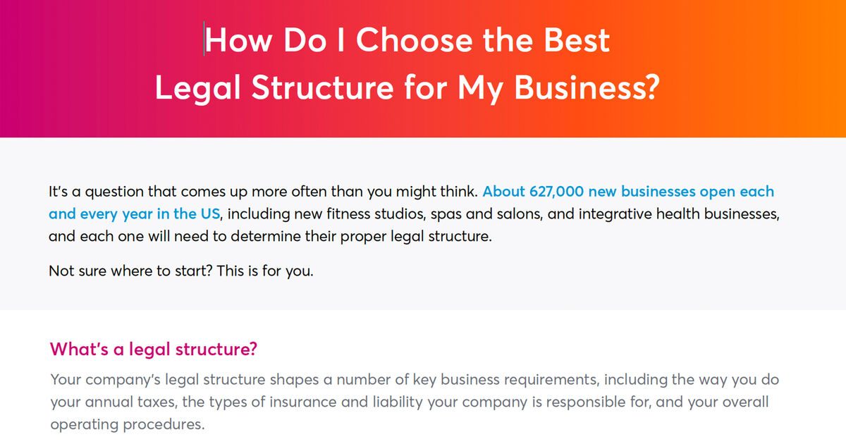 How Do I Choose the Best Legal Structure for My Business? | Mindbody