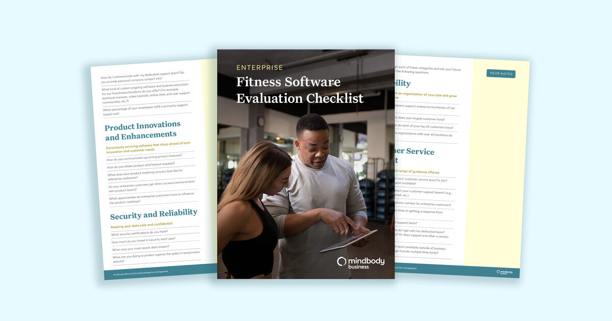 Enterprise Fitness Software Evaluation Checklist | Mindbody