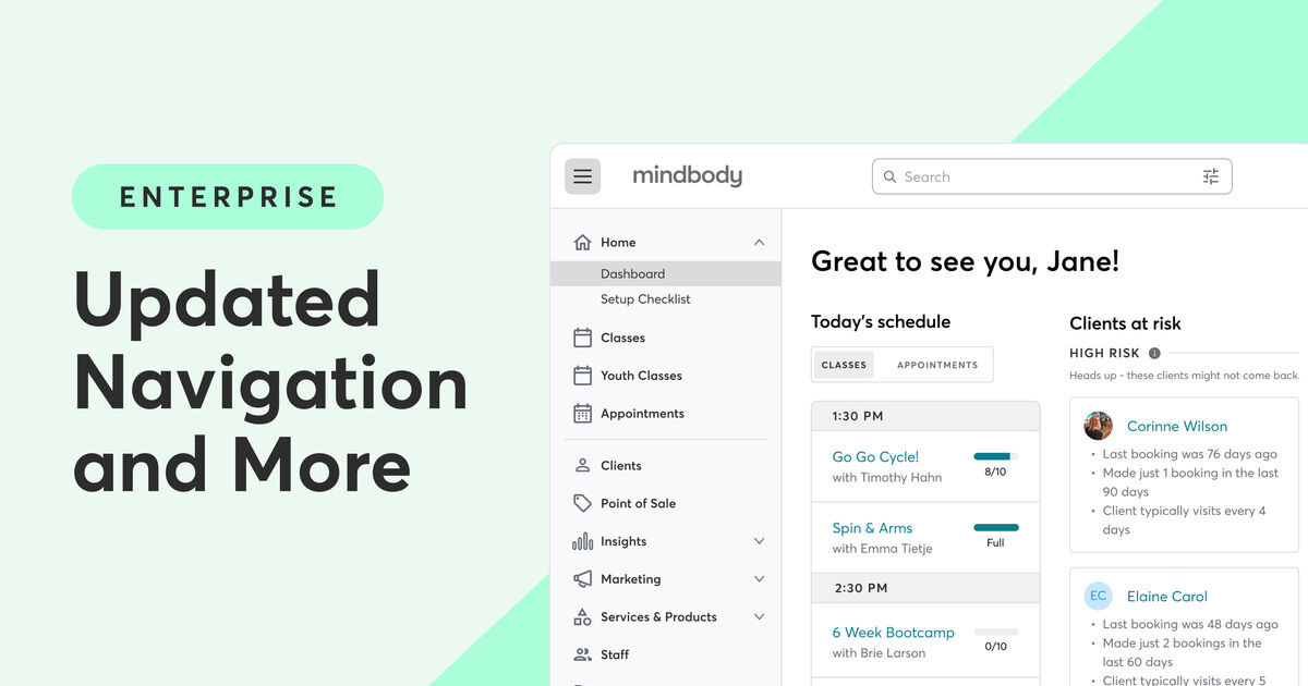 What’s New: Updated Navigation for Enterprise Customers | Mindbody